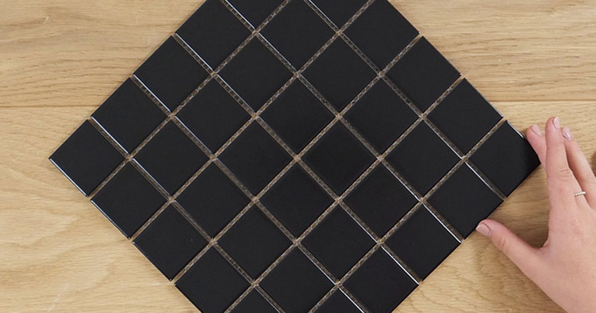 Aotea Mosaic Square Black Matt Mosaic Square 306mm x 306mm Interior ...