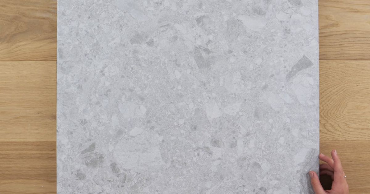 Terrazzo Look Tile Ash Square Matt 600m x 600m Interior Floor & Wall ...